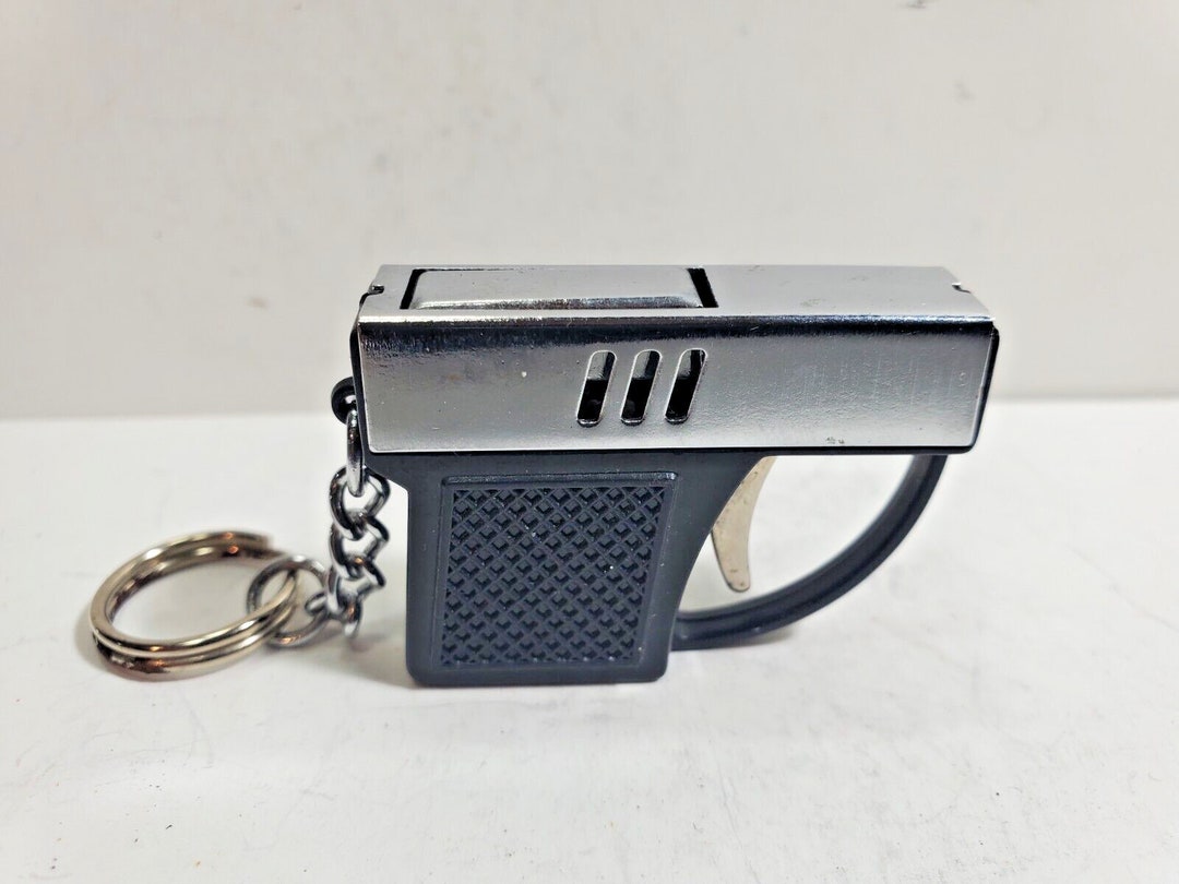 NOS Vintage Working Pistol Gun BUTANE Unlit Lighter 1 1/2" Keychain Fob ...