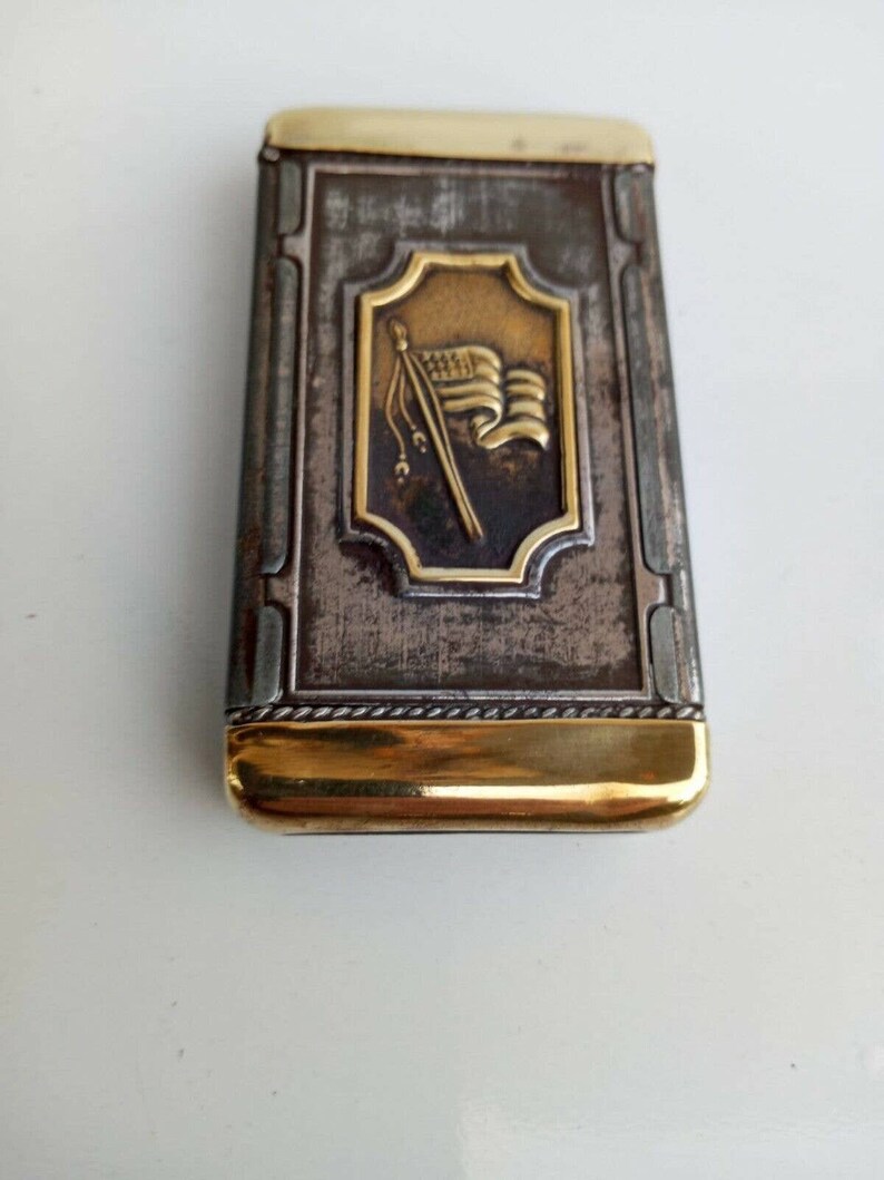 Vintage, Antique Flag Brass Logo Match Safe / CASE / Vesta / Holder ...