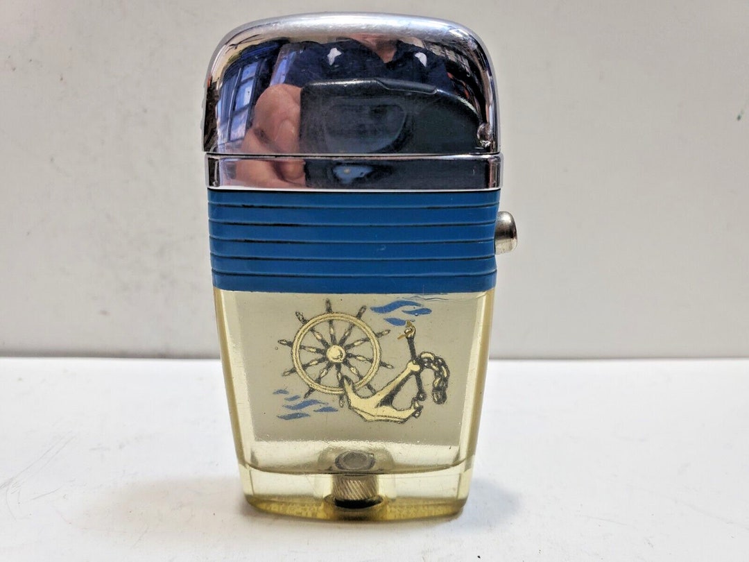 Working Scripto VU Vintage Nautical Lighter Ship's Wheel & Anchor 6405/ ...