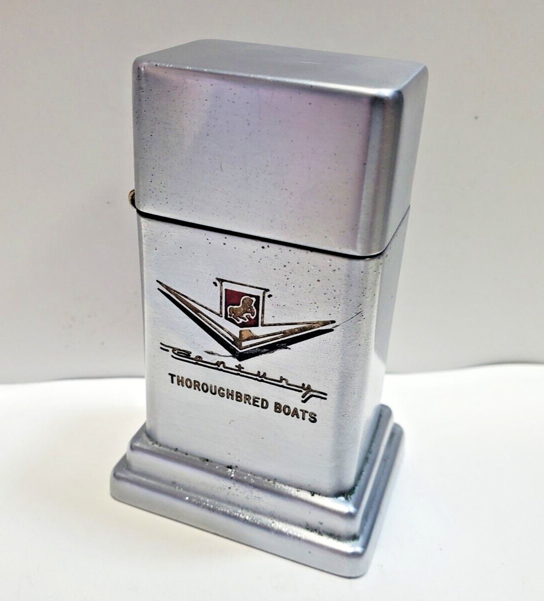 Working Vintage Zippo Barkroft CENTURY THOROUGHBRED BOATS Logo 6544/40 ...