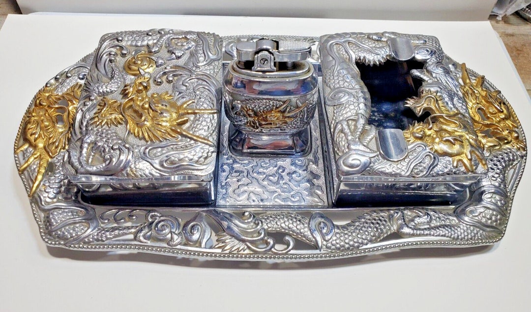 Vintage Japan DRAGON Smoking Set Lighter ,ashtray and Holder 6512/48 - Etsy