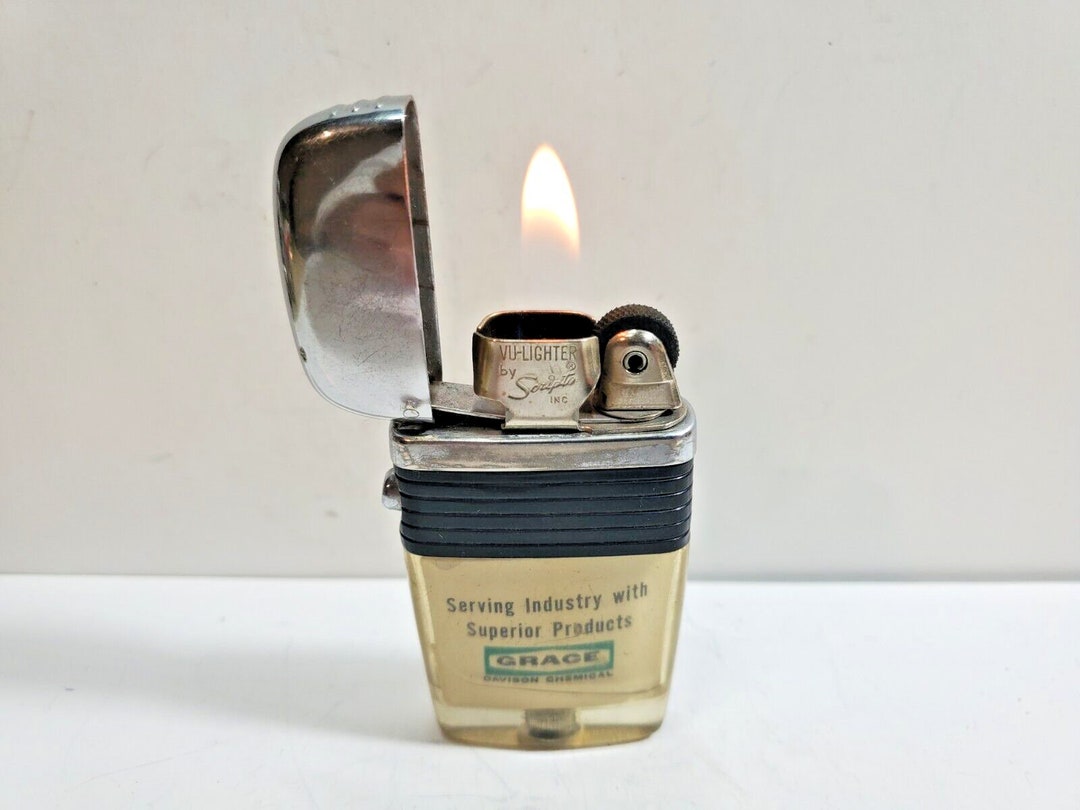 Vintage Working Scripto VU Lighter "grace" Logo ADVERTISING, Black 6006 ...