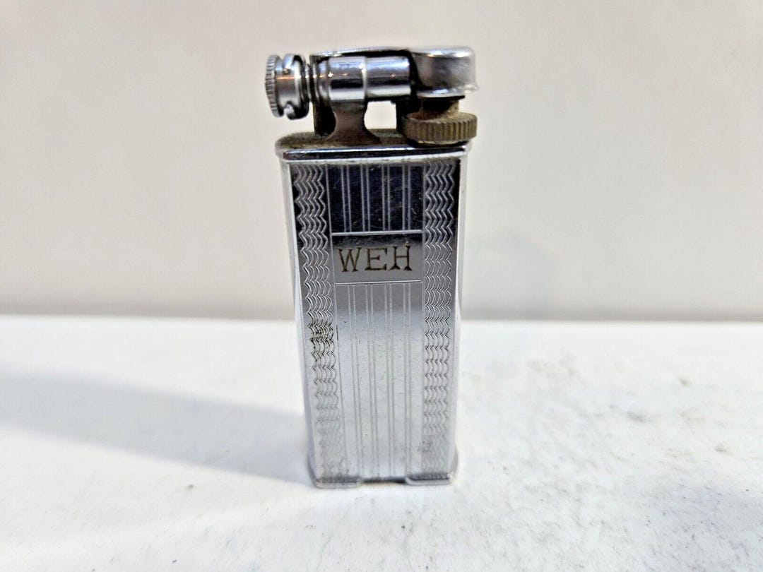 Vintage Golden Wheel Lift Arm Lighter. Silver Art Deco Design 7066/34 ...