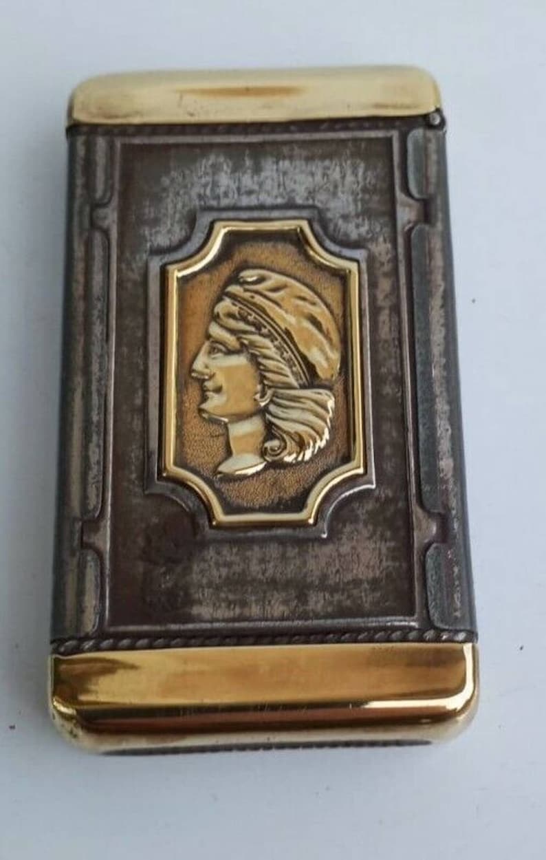 Vintage, Antique Flag Brass Logo Match Safe / CASE / Vesta / Holder ...