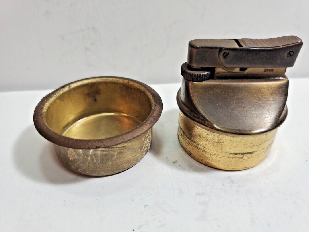 Vintage Working Brass Table Butane Gas Lighter INSERT Fits 1 1/2 Round ...