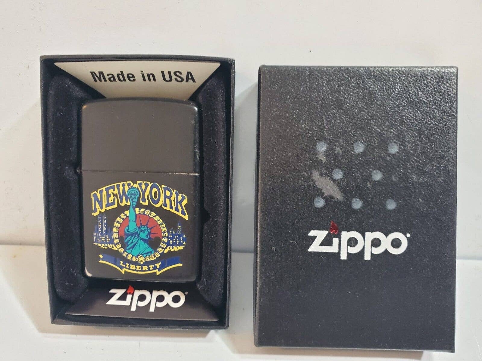 ZIPPO 1995 NEW YORK the Statue of Liberty Black Matte / Zippo Box 4866/ ...
