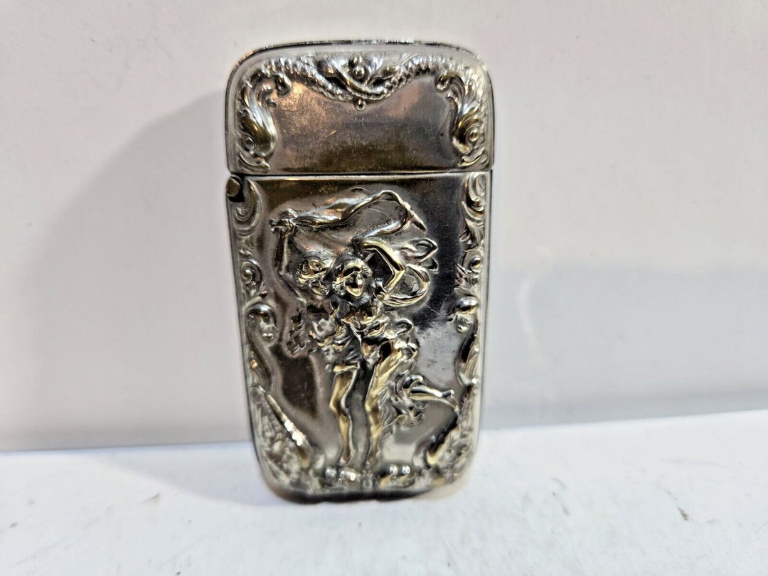 Vintage Silverplate Art Nouveau Dancing Nude Women Match Case Safe ...