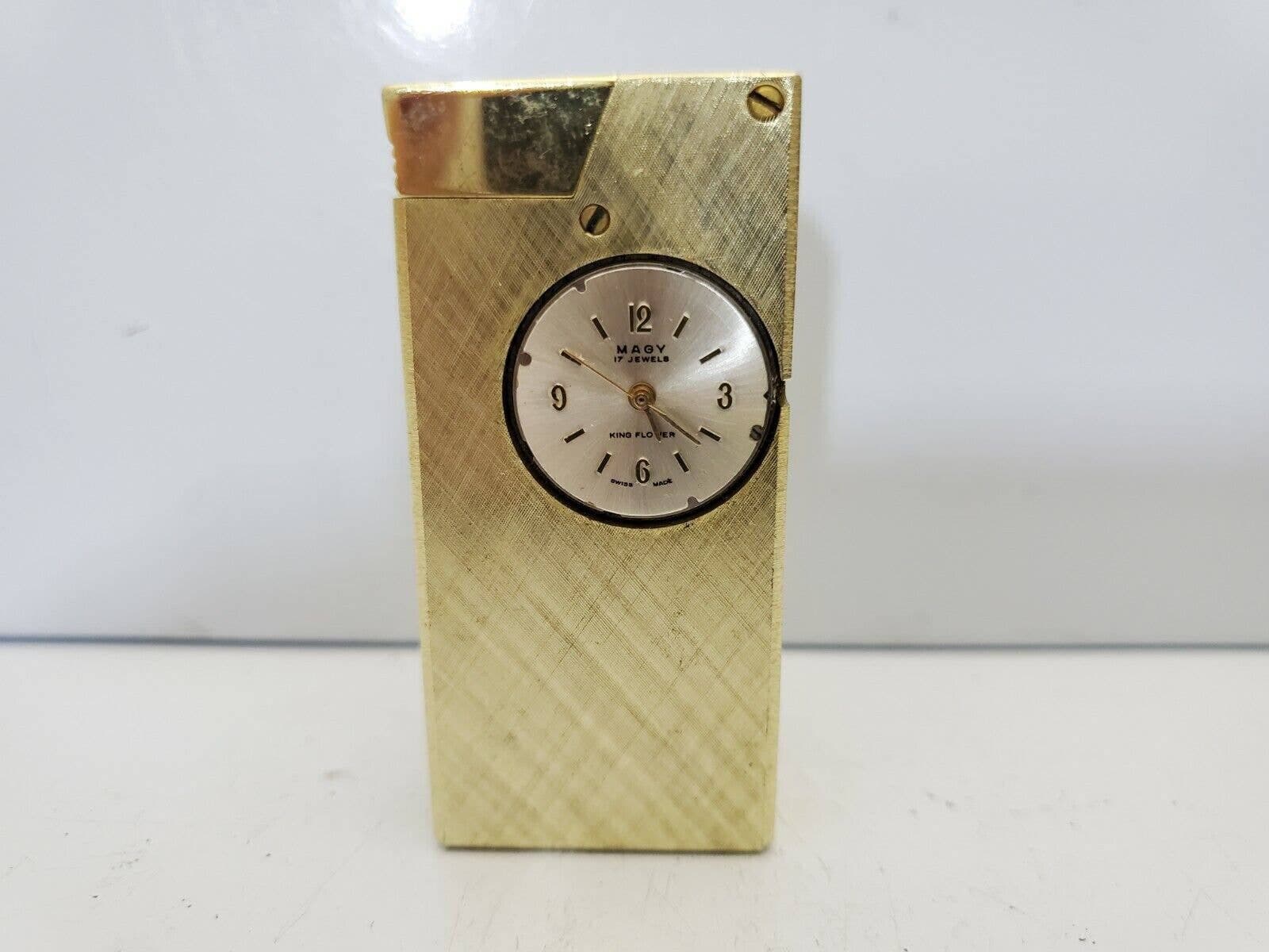 Vintage Lift Arm Gold Tone Lighter Magy De Swiss Watch / Not Working ...