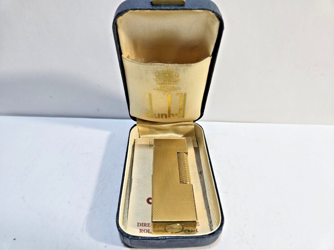 Vintage DUNHILL Rollagas Lighter Gold SWISS MADE, Original Case 6823/24 ...
