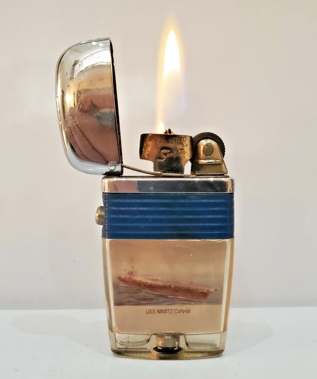 Vintage Working Scripto Lighter USS NIMITZ CVN-68 Navy Military Carrier ...