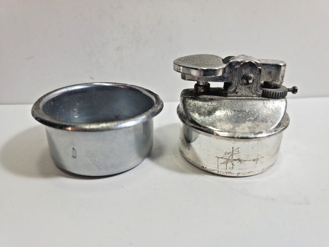 Vintage Working Butane Gas Table Lighter Silver INSERT Fits 1 1/2 Round ...