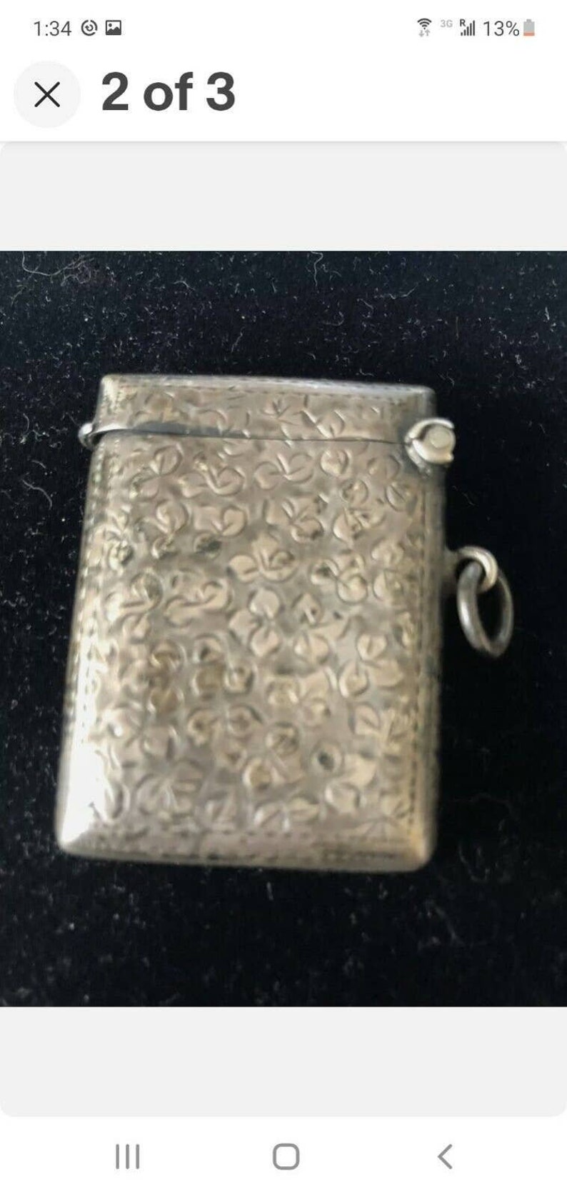 Vintage Silver Decorative Match Safe/ CASE / Vesta / Holder 3559/3 - Etsy