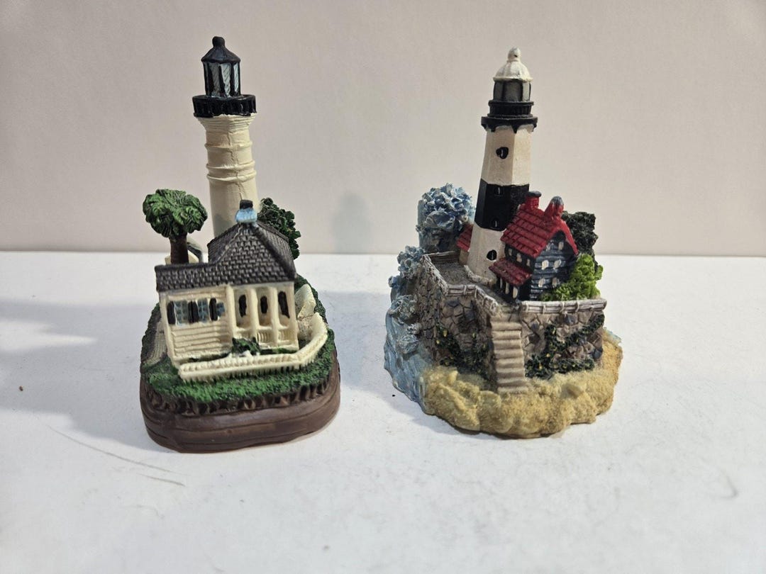 Lot of 2 Ceramic Lighthouse Figurines - Etsy