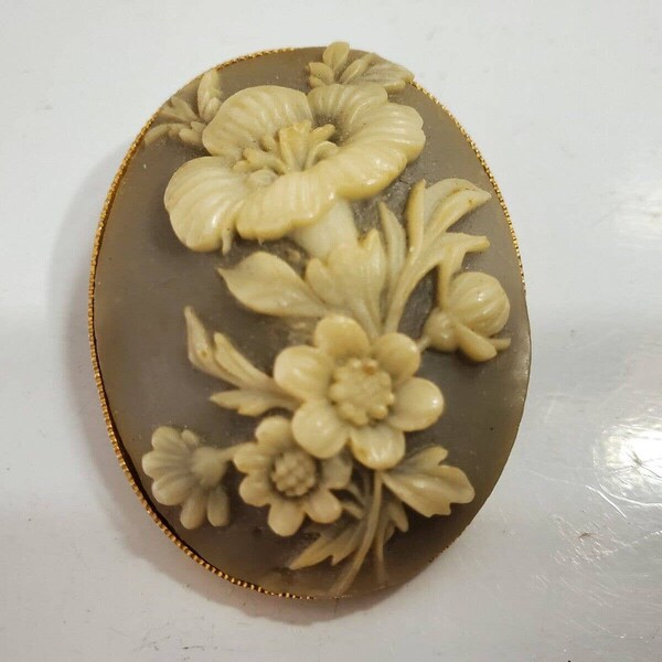 Flower Cameo Brooch - Etsy