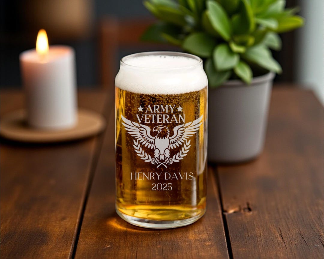 Engraved Veteran Beer Glass: Personalized Military Designs, Multiple ...