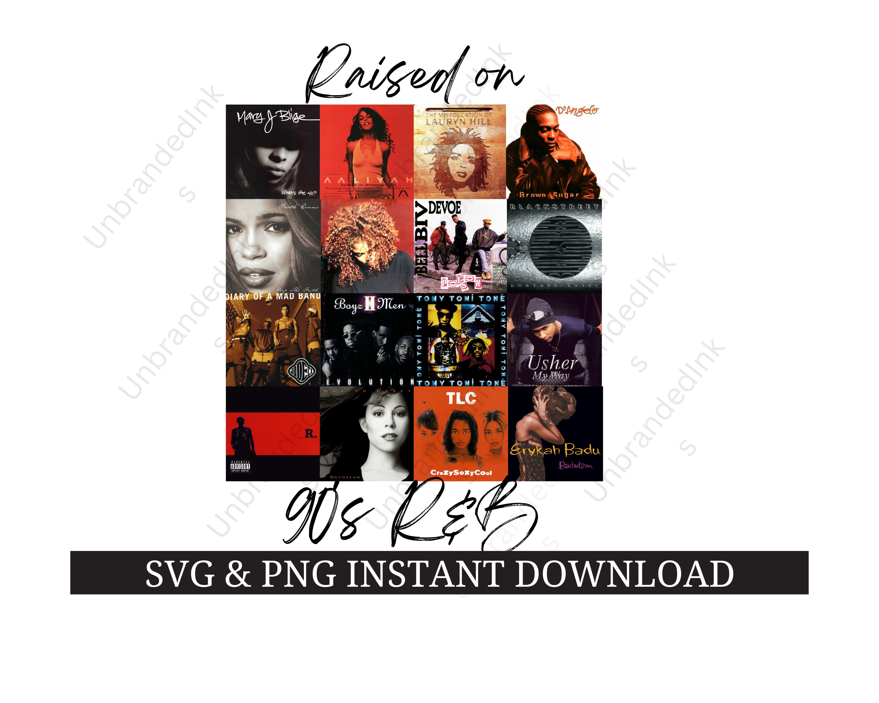 Raised on 90's R&B Album Cover PNG PDF JPEG Tshirt - Etsy