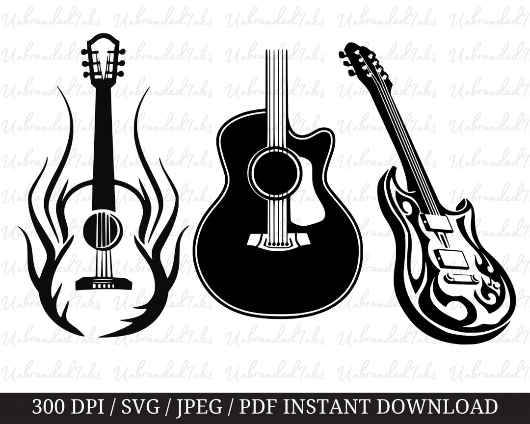 Guitar Guitarist Logo SVG Clip Art Cut File Silhouette Svg Png Jpg Pdf ...