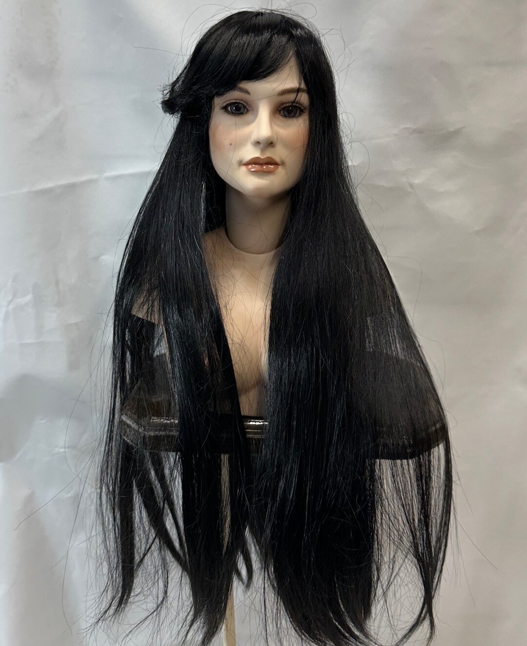 Long Black Hair Monique Doll Wig, “raven” Style Black Hair for Dolls - Etsy