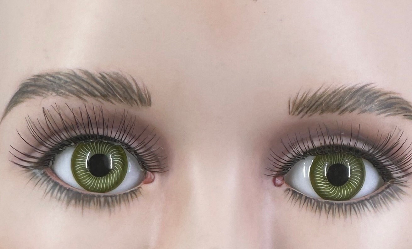 18 Mm Green Antique Iris Glass Doll Eyes, Oval Flat Back Glass Doll ...