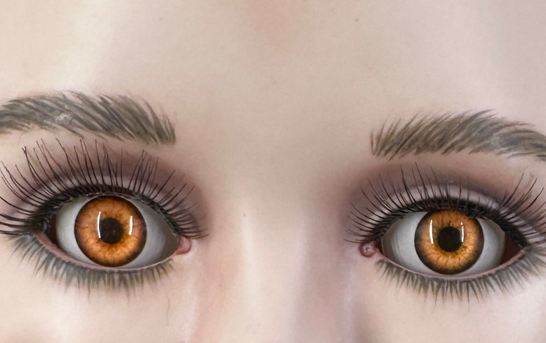 Glastic Realistic Full Round Doll Eyes in Burning Amber , Bright Orange ...