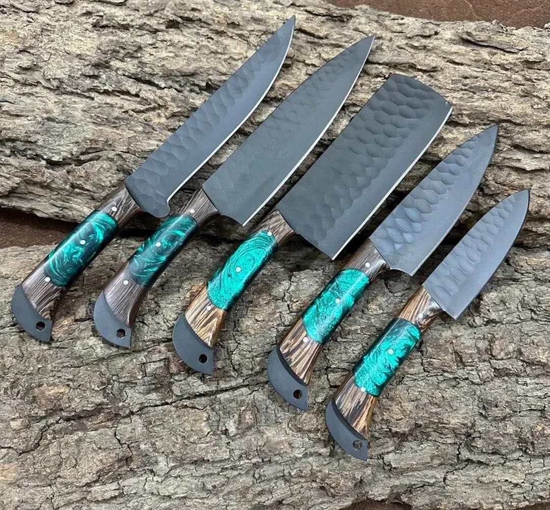 Handmade Chef Knives Set 5 Pcs Stainless Powder Coated Blades,mothers Day Gifts,anniversary Gift ...