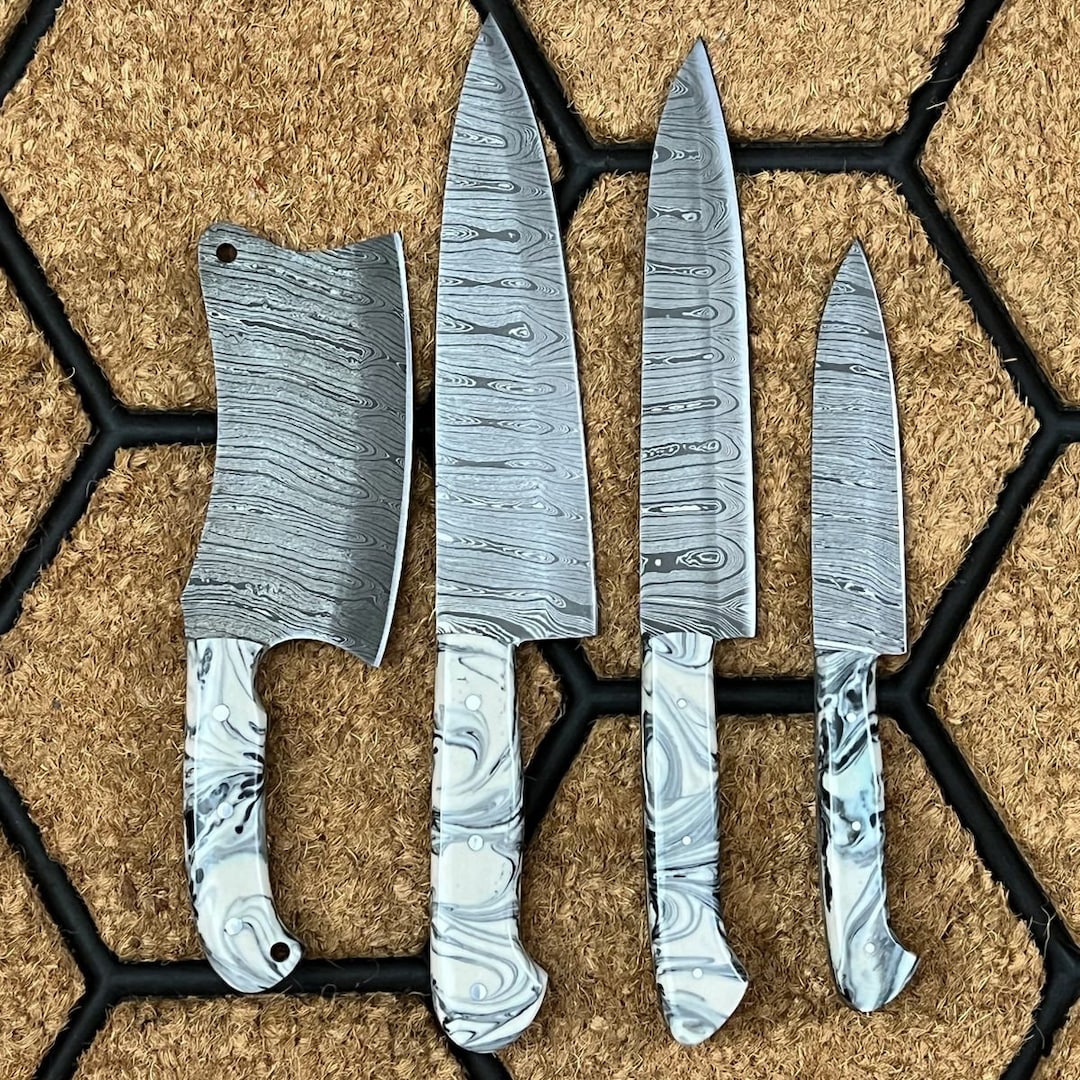 Handmade Chef Knives Set 4 Pcc Stainless Steel Blades With Wood Handle ...