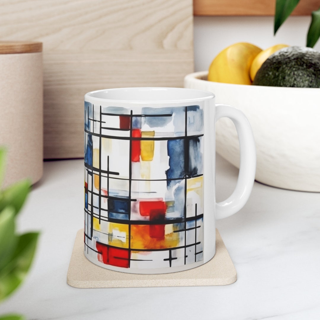 Abstract Art Mug Piet Mondrian Design Abstract Mug Artistic - Etsy