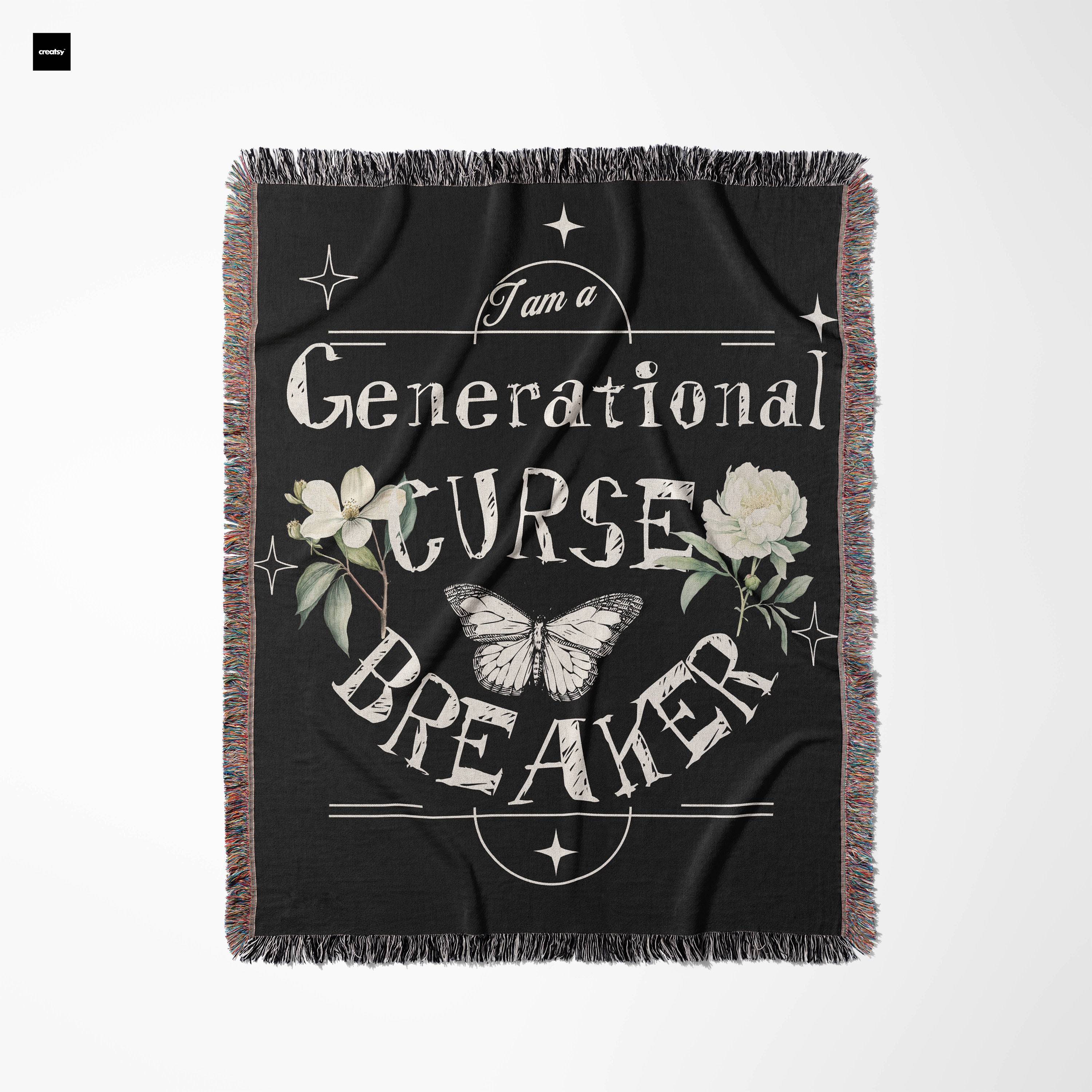 Generational Curse Breaker, Butterfly Blanket, Woven Christian Blanket ...