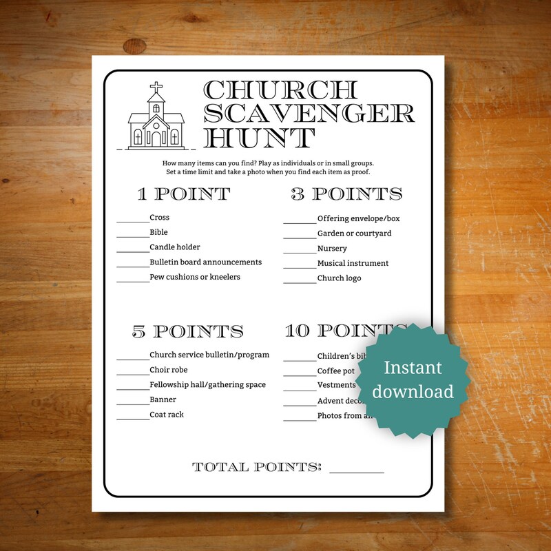 Church Scavenger Hunt - Etsy