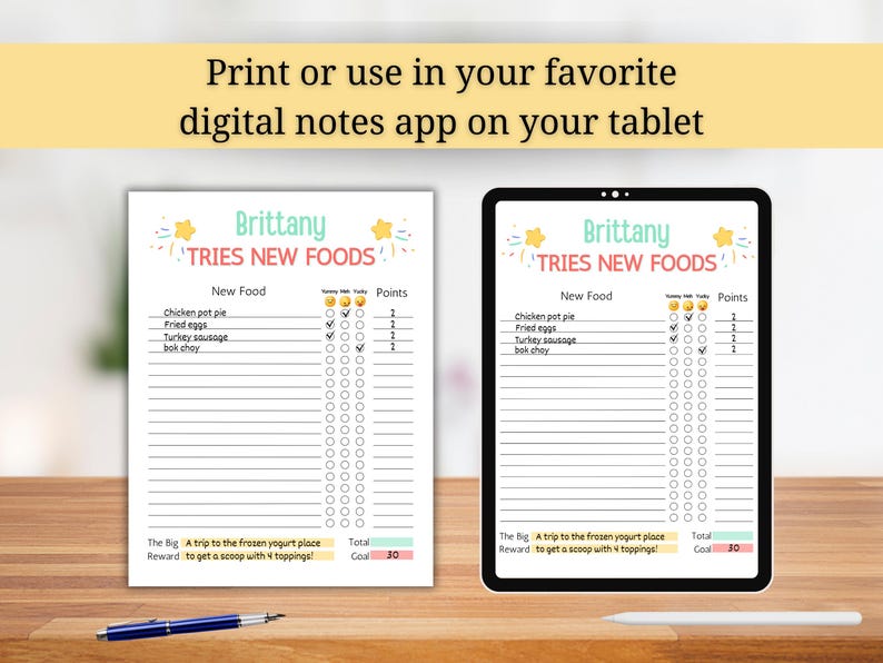 Picky Eater New Food Tracker With Reward, New Food Tracker for Picky ...