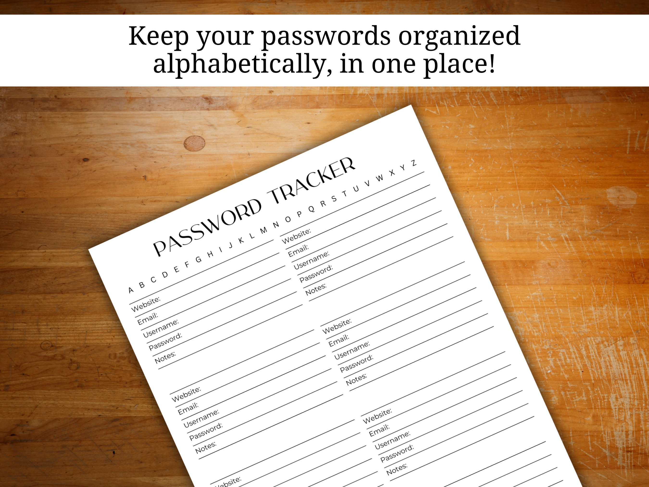 Password Tracker, Printable Website Login Information Keeper, Password ...