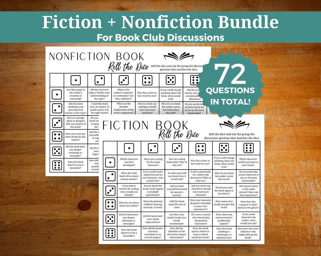 Book Club Discussion Questions Bundle, Fiction Book Discussion, Non ...