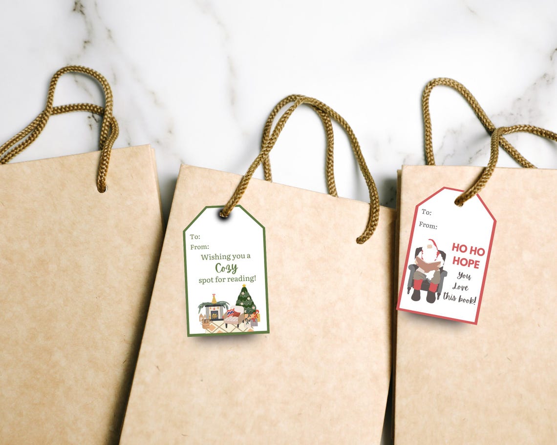 Christmas Gift Tags for Books, Gift Tags for Readers, Christmas Book ...