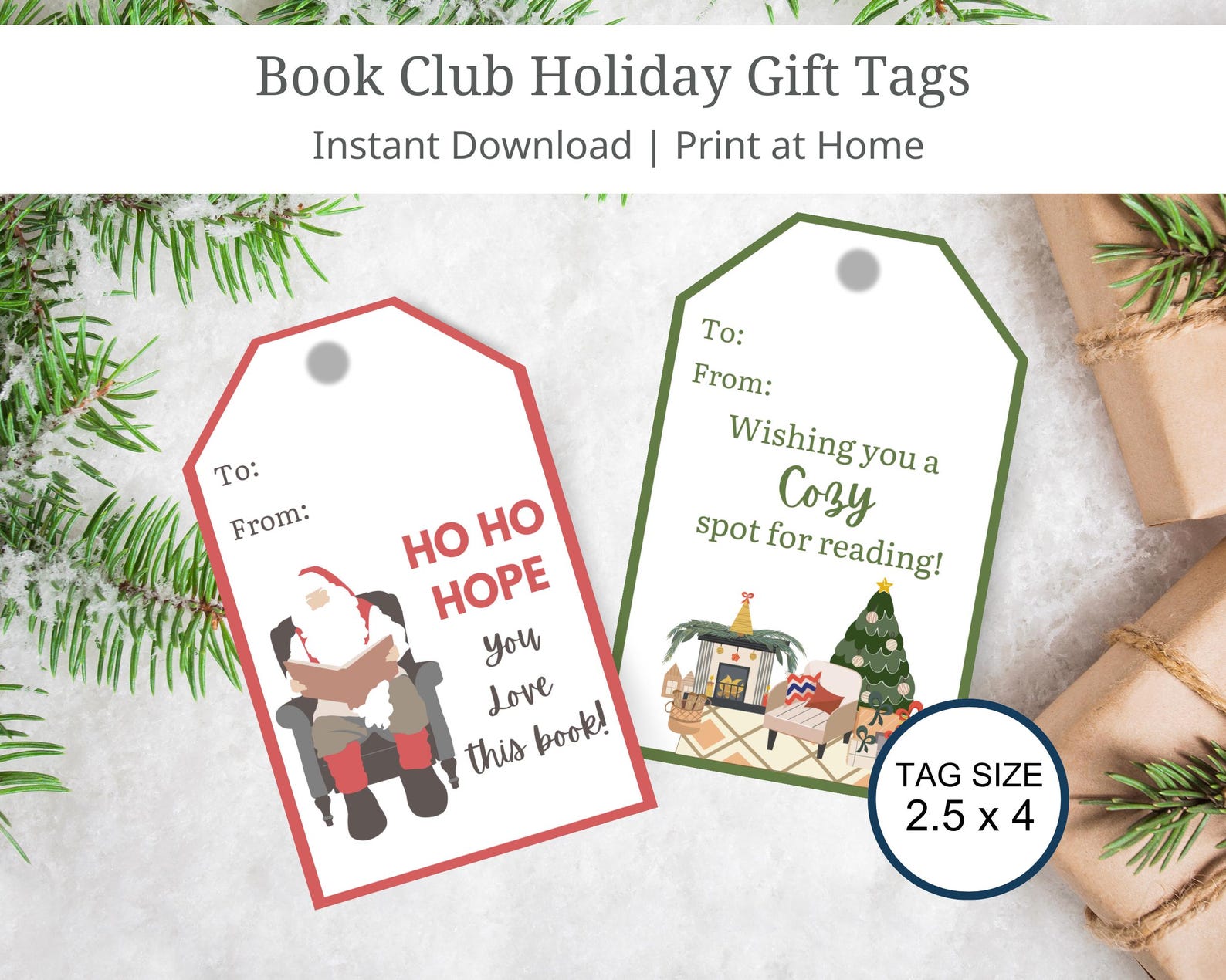 Christmas Gift Tags for Books, Gift Tags for Readers, Christmas Book ...