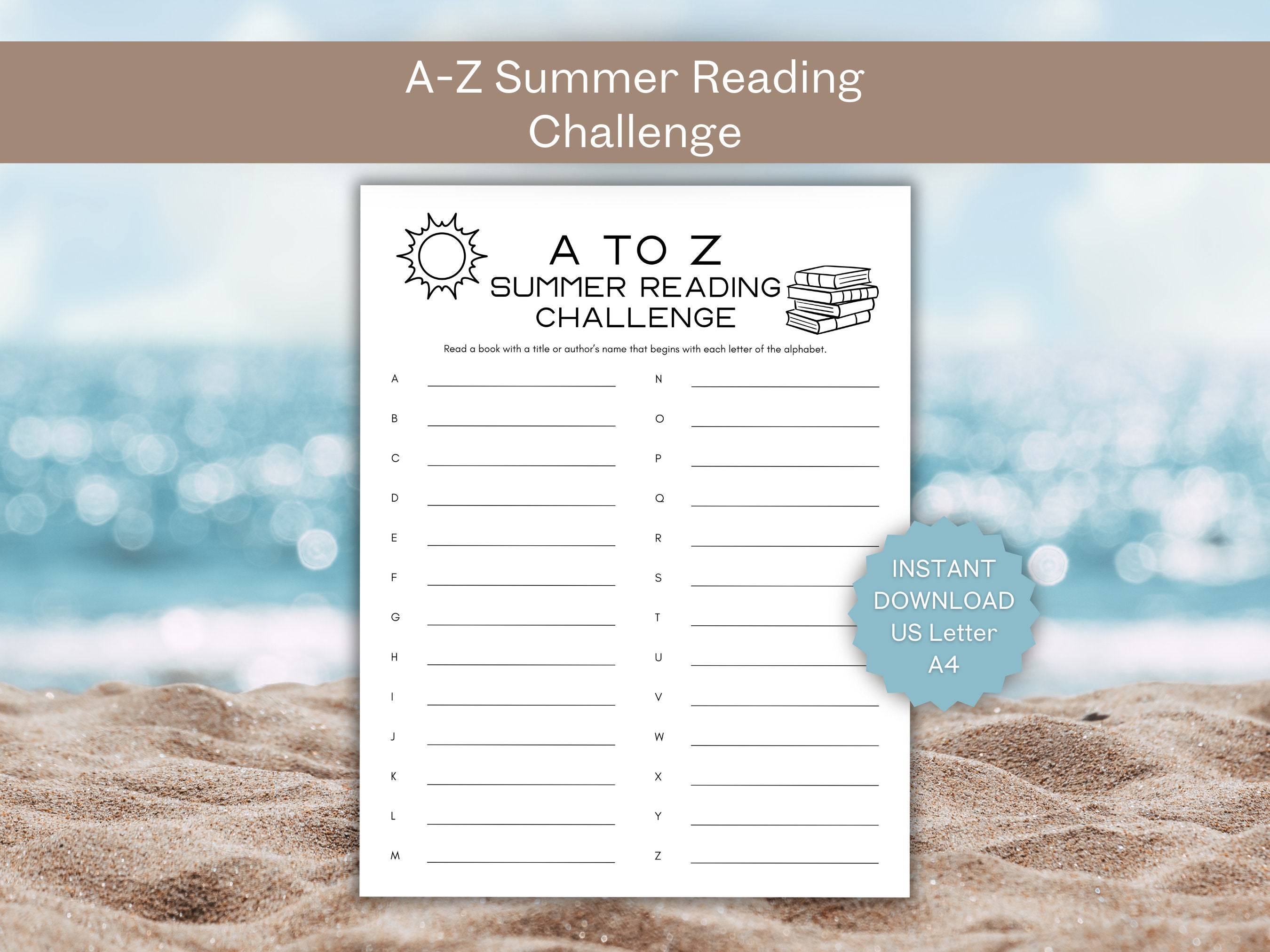 Summer Reading Activity, A to Z Summer Reading Challenge for Kids ...
