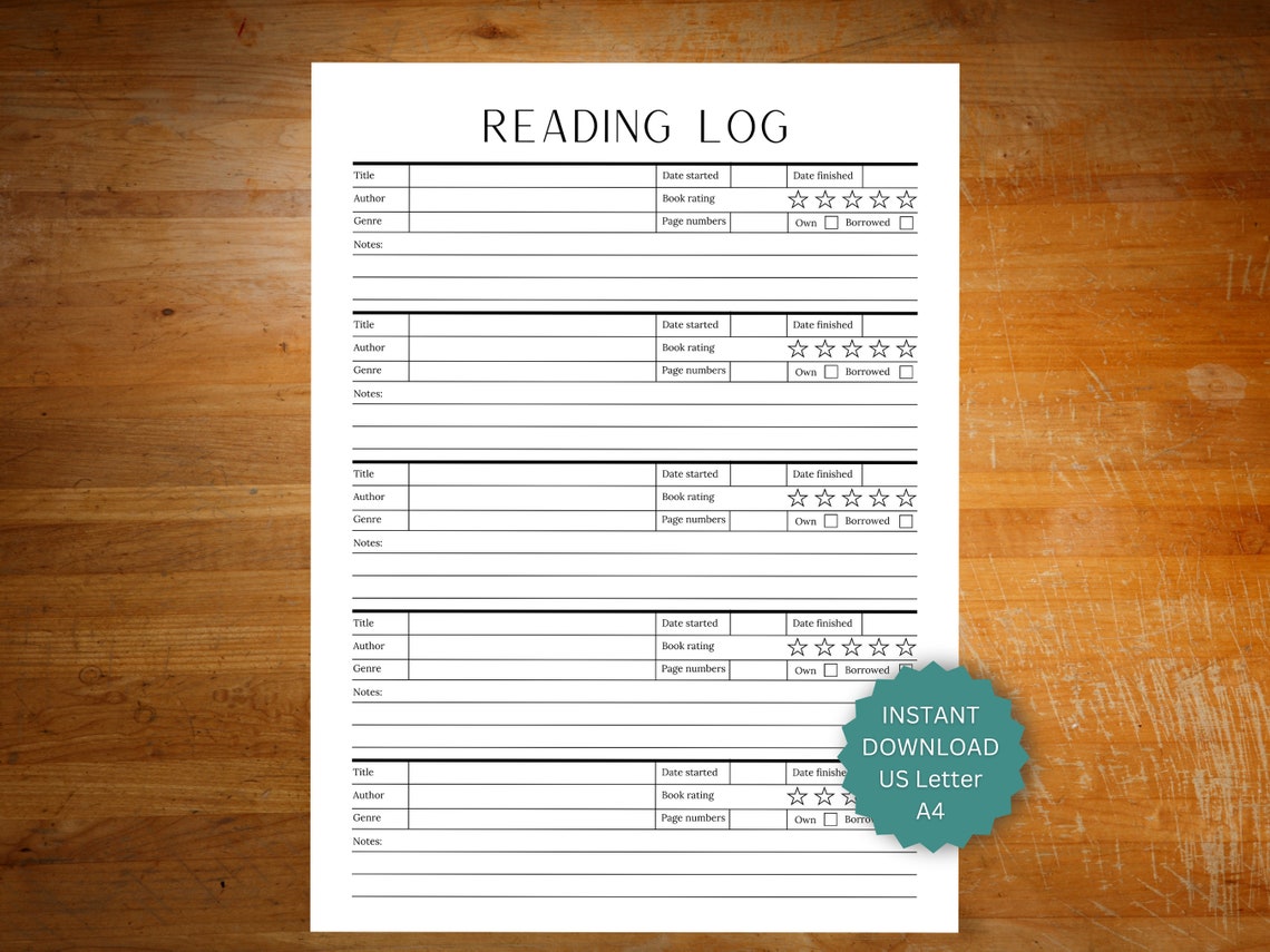 2026 Annual Reading Log for Book Club or Reading Tracker and Book ...