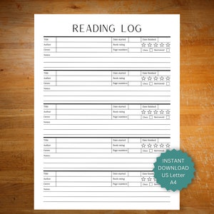 2026 Annual Reading Log for Book Club or Reading Tracker and Book ...