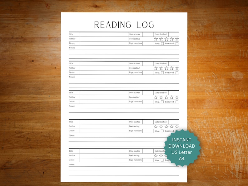 2026 Annual Reading Log for Book Club or Reading Tracker and Book ...