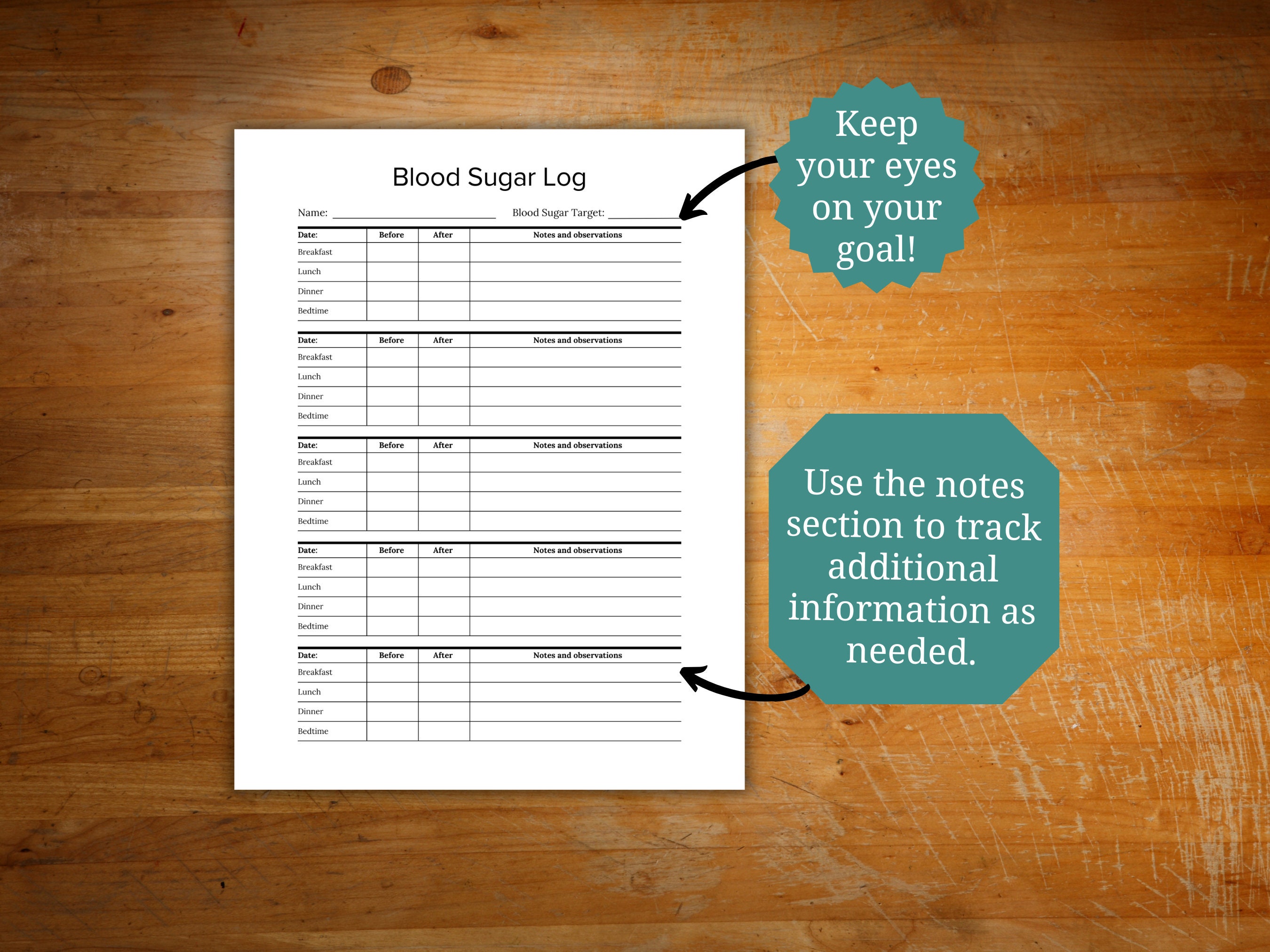 Blood Sugar Log to Monitor Daily Blood Sugar Level, Glucose Diary for ...