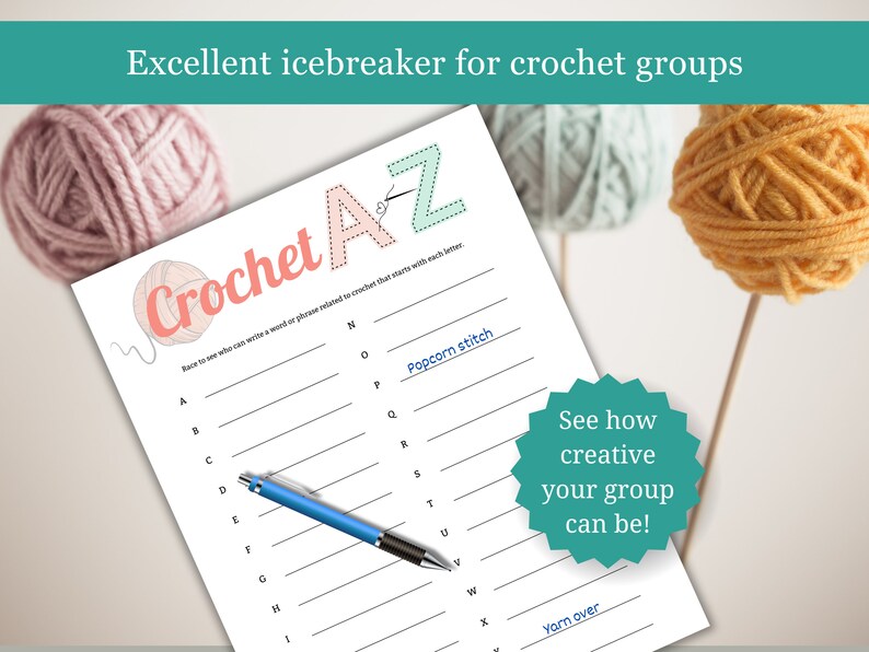 Crochet Club Game, Icebreaker for Crochet Group, Crochet Retreat Game ...