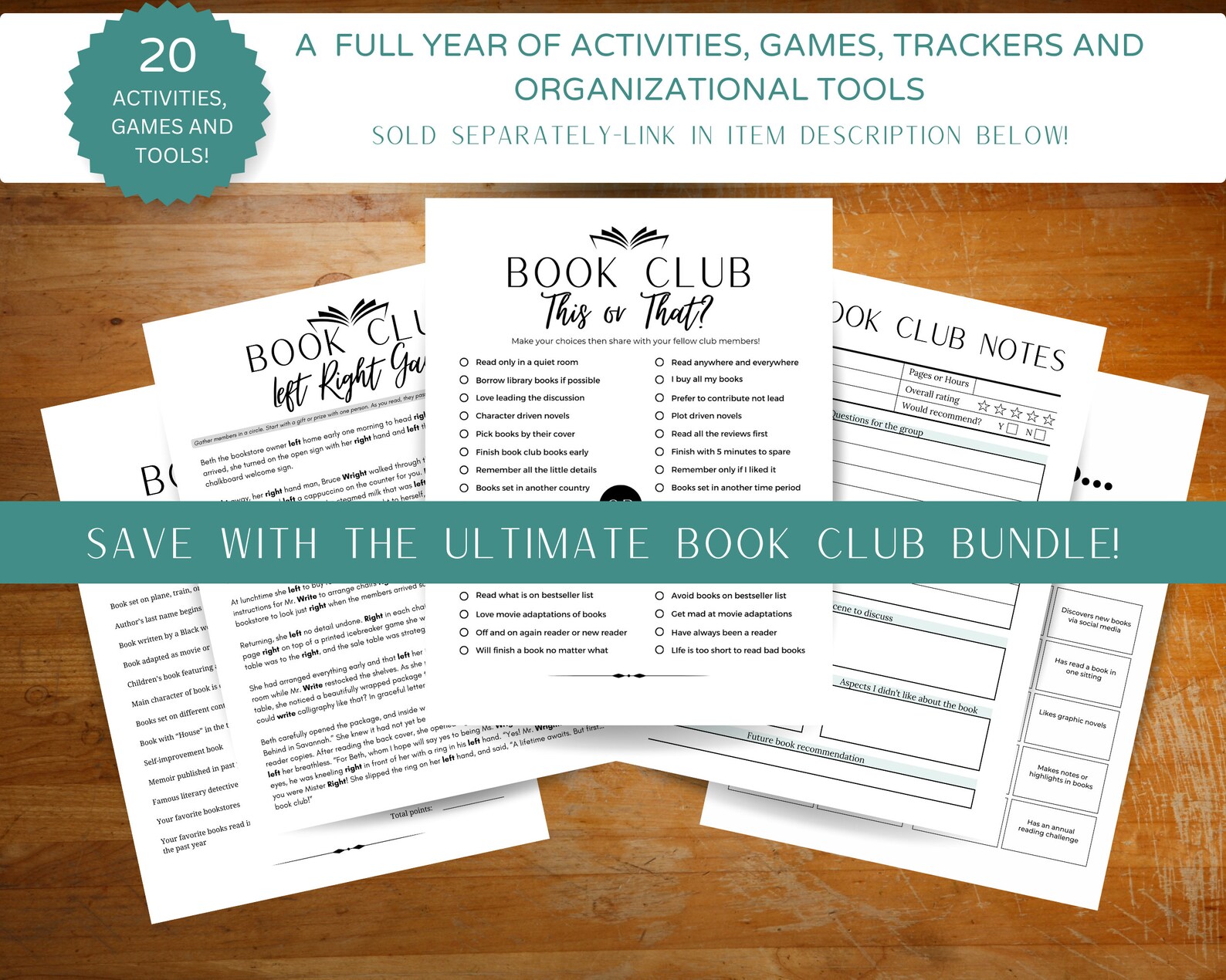 Book Club Game for Discussion, Book Club Questions, Fiction Book ...