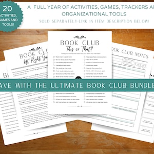 Book Club Game for Discussion, Book Club Questions, Fiction Book ...