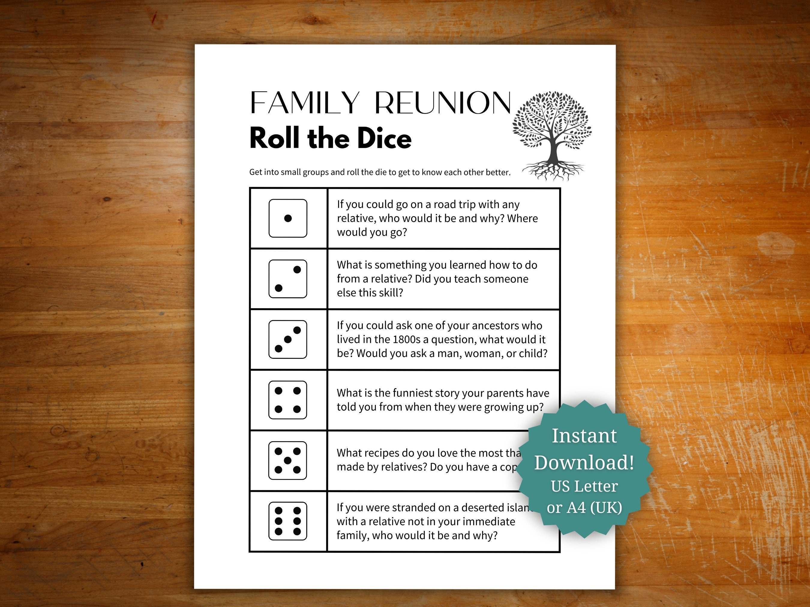 Family Reunion Icebreaker Game, Printable Game for a Family Reunion ...