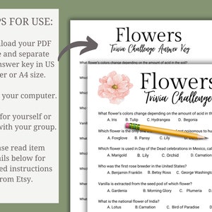 Trivia Game for Gardeners, Florists and Nature Lovers, Garden Party ...