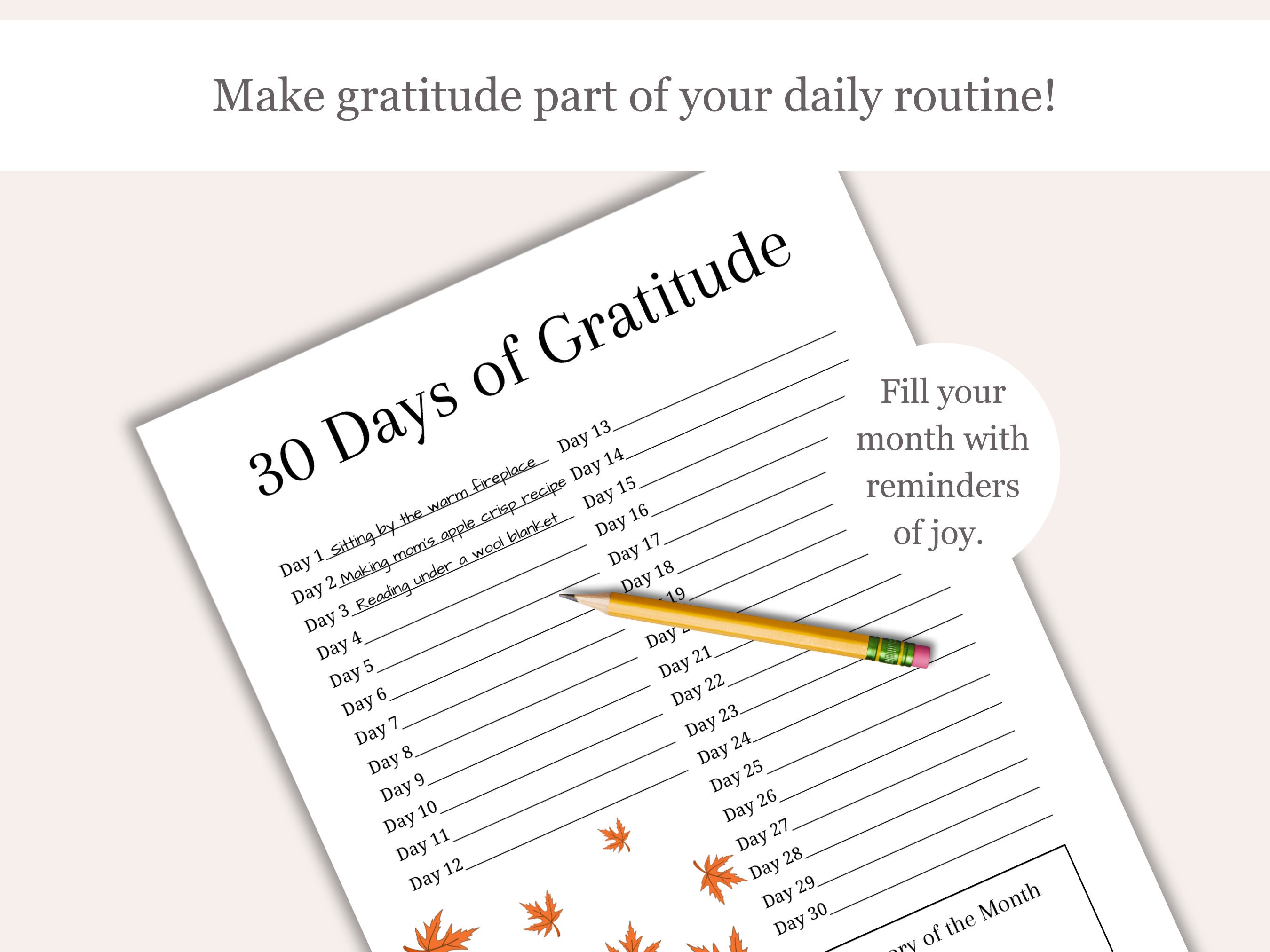 Thirty Days of Gratitude Printable November Month of Gratitude ...