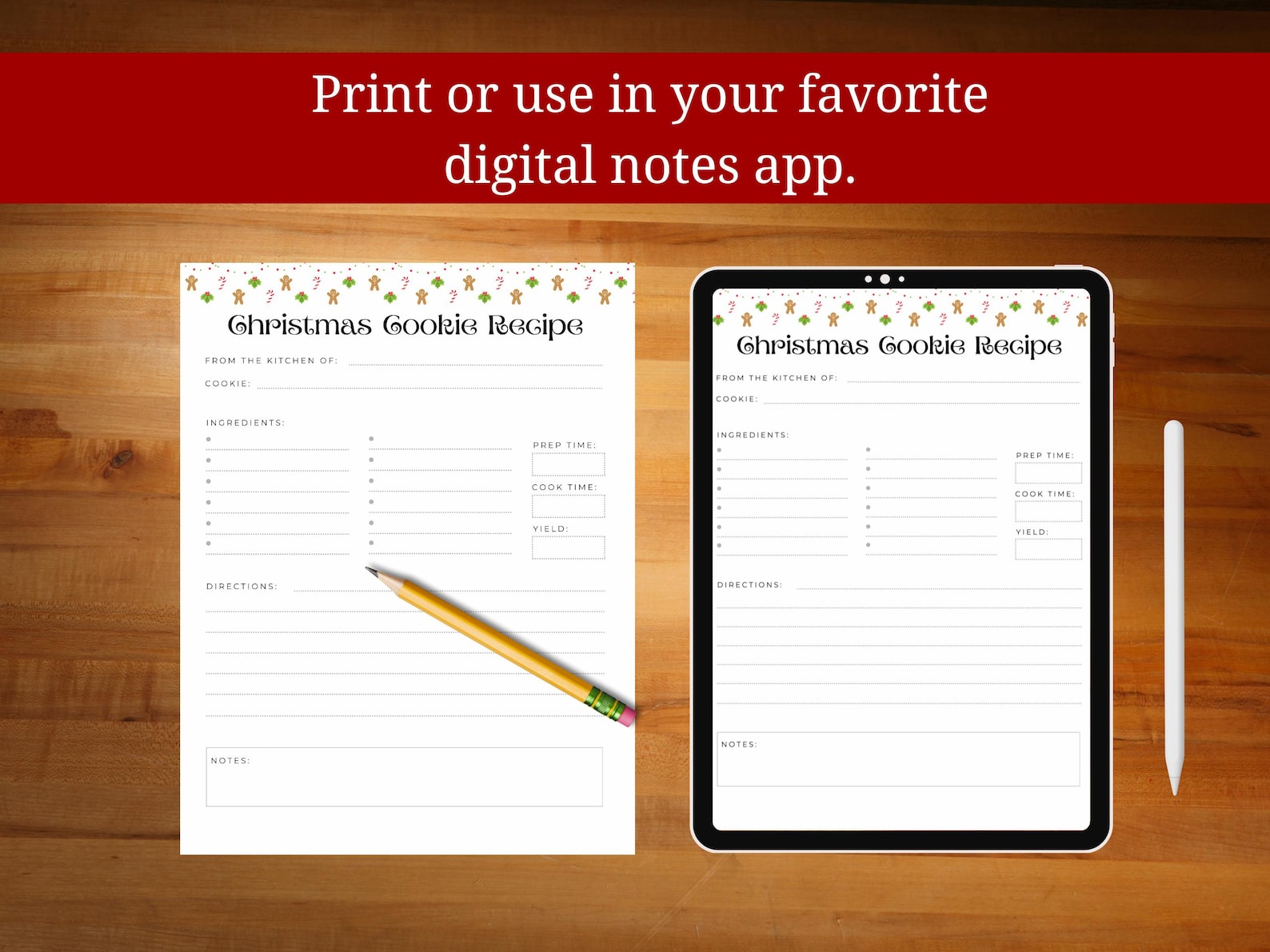 Christmas Cookie Recipe Card for Cookie Exchanges, Christmas Family ...