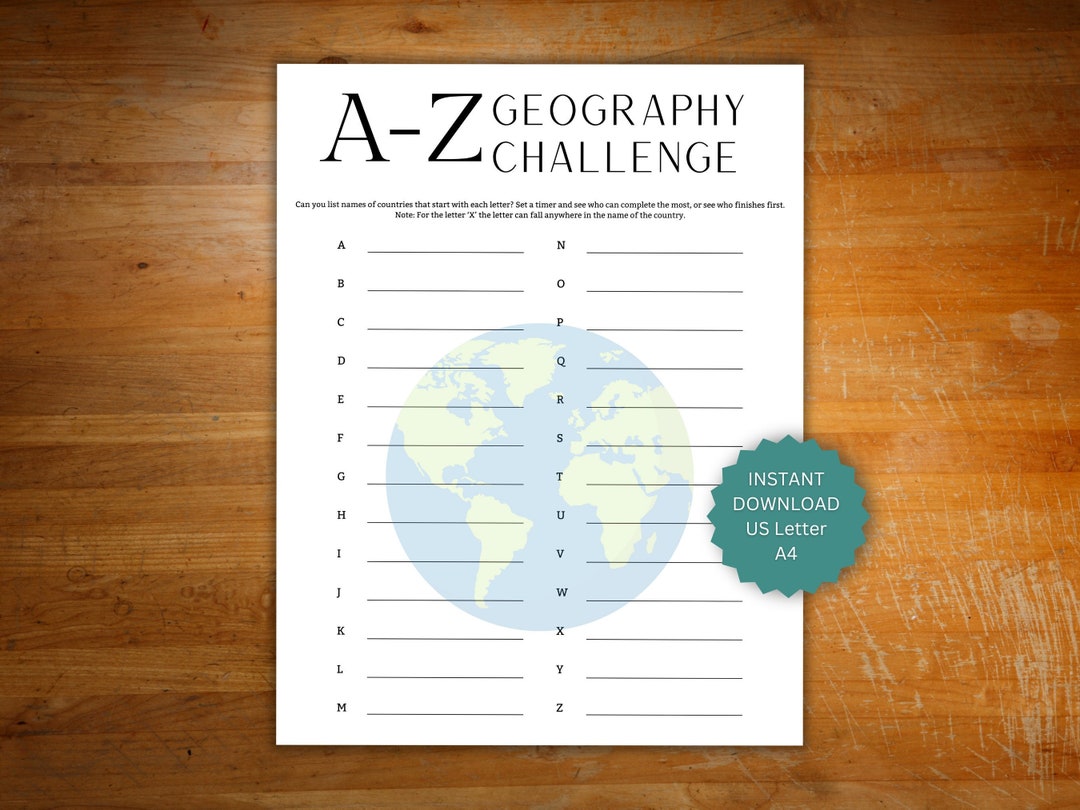 Geography Game Countries of the World, A to Z Game for Classroom, Home ...