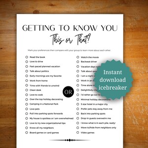 Group Icebreaker Game, This or That Game for New Groups, Get to Know ...