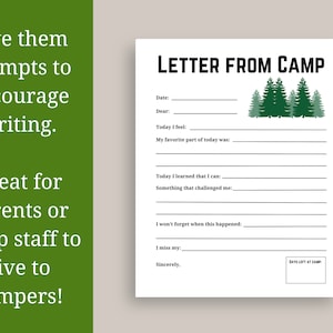 Letter From Camp Printable PDF for Kids, Summer Camp Stationery Instant ...