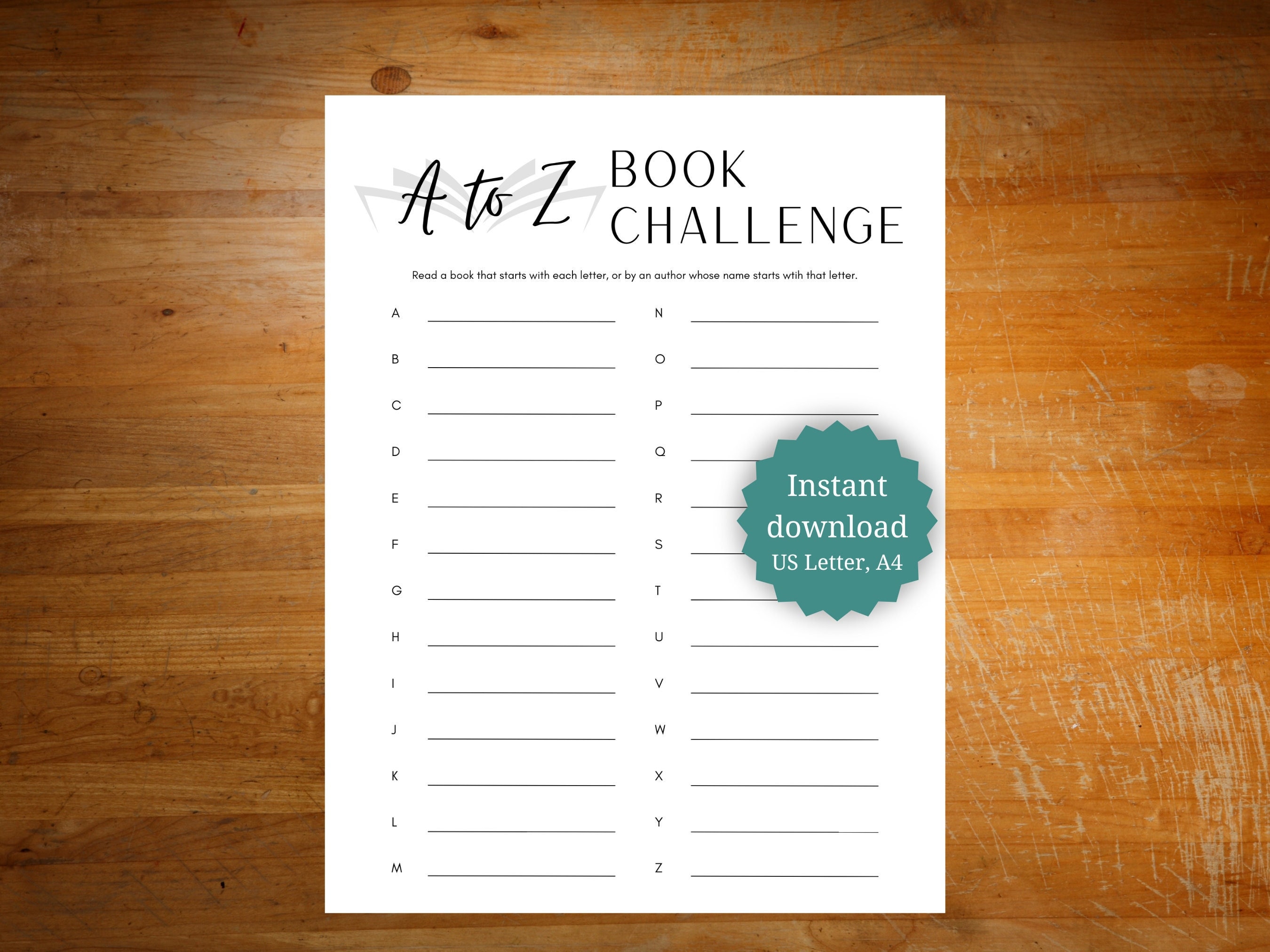 Reading Challenge A to Z, Book Club Reading Challenge, Annual Reading ...